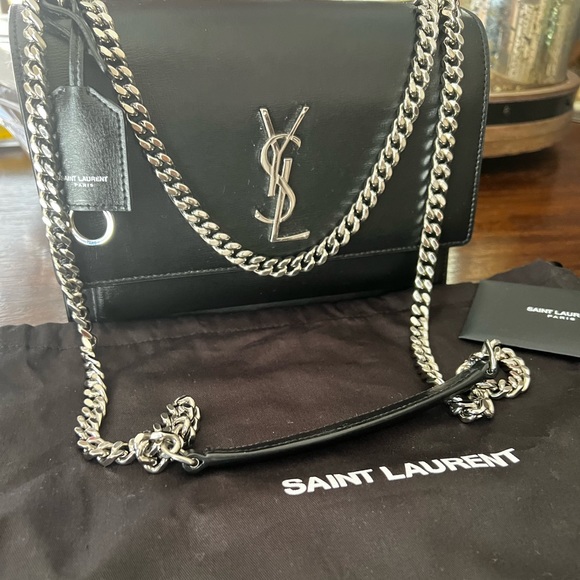 Yves Saint Laurent | Bags | Authentic Ysl Black Leather And Silver ...